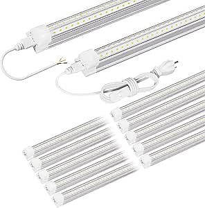 8ft LED Shop Light Fixture, 8 Foot Led Lights,72w 9500LM 6500K LED, 96'' T8 Integrated LED Tube, Linkable Led Bulbs for Garage, Warehouse, v Shape Clear Lens (10 Pack)
