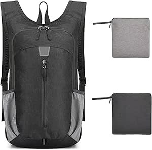 Foldable Backpack Water Resistant Lightweight Packable Hiking for Men & Women, Lightweight backpack Travel Outdoor (black), Medium