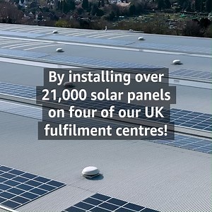 We are using the blue skies to go green by installing over 21,000 solar panels on four of our UK fulfilment centres. 🌞 Learn more: https://blog.aboutamazon.co.uk/sustainability/amazon-unveils-its-largest-fulfilment-centre-solar-panel-installation-in-europe | Amazon.co.uk