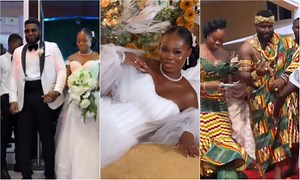 The Ghanaian princess who wore 2 corseted kente and 2 glittering lace gowns for her royal wedding - MyJoyOnline