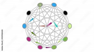 Stylized Neural Network Diagram of nodes exchanging information.