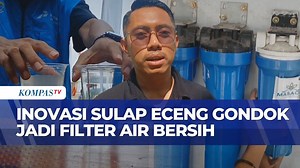 KARAWANG, KOMPAS.TV - Sekelompok pemuda di Desa Walahar, Kabupaten Karawang, Jawa Barat, berinovasi mengubah air danau menjadi air yang siap minum. Di tangan sekelompok pemuda desa, persoalan eceng gondok dan air kotor mampu teratasi. Para pemuda berinovasi membuat filtrasi air Danau Walahar menggunakan teknologi selulosa dari eceng gondok dan ultraviolet. Cara membuat filter selulosa dari eceng gondok: Pertama, eceng gondok yang diambil dari danau diproses untuk diekstrak selulosanya. Mulai dar