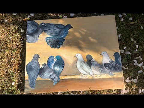 How To Paint Pigeons with Acrylic Paint | Landscape | Tutorial