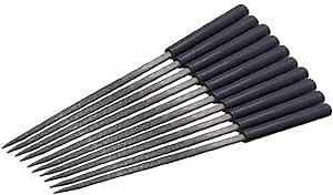 Steel Needle File Round Large Bastard Cut Bearing Steel Files with Plastic Handle for Wood, Carpentry, Metal 160x4mm 10pcs