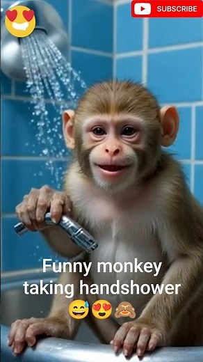 🐒 Funny Monkey Taking Shower with Hand Shower | Cutest Bathroom Moments 😂🚿