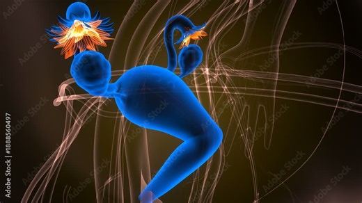 Female reproductive system anatomy. 3d illustrations