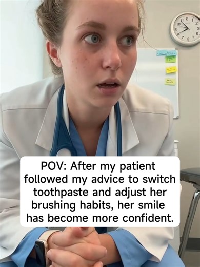 POV: After my patient followed my advice to switch toothpaste and adjust her brushing habits, her smile has become more confident.#toothpaste #smlie #teethwhitening #oralcare #oralhealth #dentis #dentalcare #whitesmile #healthyteeth #smilemore #fyp #freshbreath #usa #KUGIG #smile #trending #yellowteeth #teeth