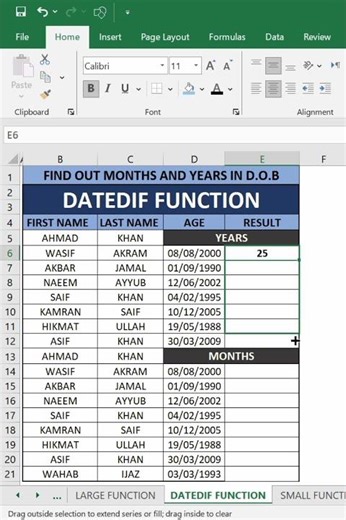 MS Excel DATEDIF Function. Calculate Years and Months Fast