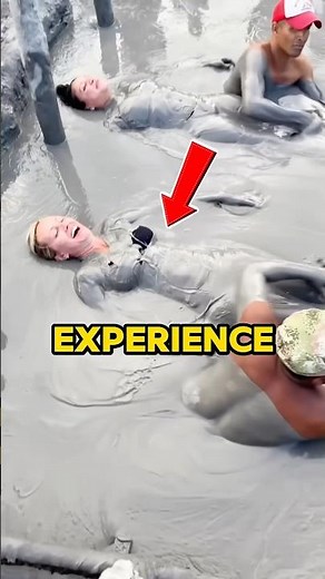 This mud volcano bath is absolutely disgusting (but also genius) #travel #weird