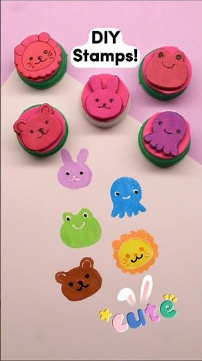 DIY Cute Stamp Set 🐻🐸🦁 Easy Handmade Stationery / How to make stationery / Cute stationery #diy