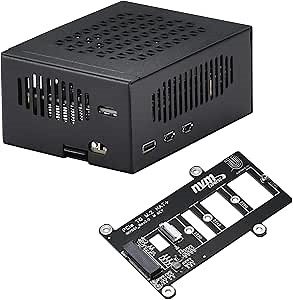 Metal Case for Raspberry Pi 5 with PCIe M.2 Key-M NVMe SSD PCIe Peripheral Board for Pi 5 8GB/4GB/2GB (with Case, NVMe Board)