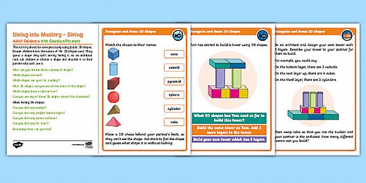 Year 1 Diving into Mastery: Step 1 Recognise and Name 3D Shapes Activity Cards