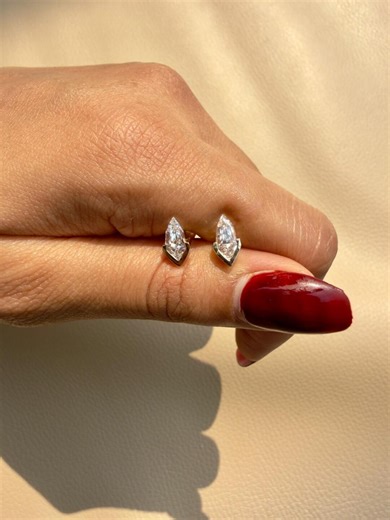 1.5 CT Shield Cut Diamond Stud Earrings, Lab Grown Diamond Earrings, Minimalist Diamond Studs, Modern Fine Jewelry, Gift for Her. - Etsy