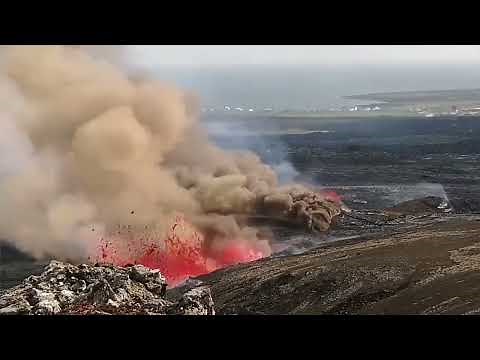 Phreatic Pyroclastic Eruption And Explosion, Lava & Ground Water, Iceland Svartsengi Volcano