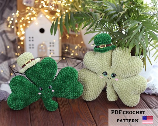 No Sew Crochet Shamrock Pattern, Lucky Four Leaf Clover, Amigurumi St Patrick Day - Etsy Canada