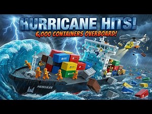 LEGO Container Ship HURRICANE! 🚢🌀 Category 5 Storm - Containers Collapse! 😱