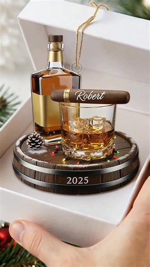 Personalized Whiskey and Cigar Ornament🎁Design can be changed👇Order here👇 https://www.okbands.com/orna987s | OKband-s
