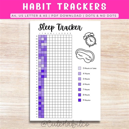 Sleep Habit Tracker Printable - Yearly Daily Tracker - Colour in Sleep Chart - Mood & Routine Tracker - A4 US A5 PDF - Instant Download - Etsy Canada