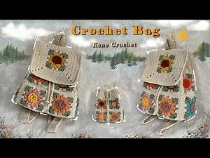 CROCHET BAG 🌺 Crochet Backpack Tutorial 🌺 Crochet Granny Square Bag