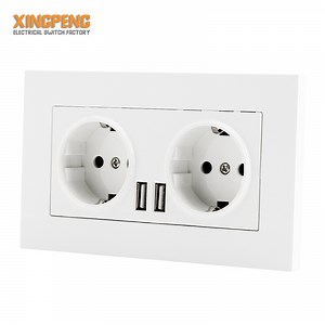 [Hot Item] EU 16A Double Power Electric Outlet Wall Germany Socket with 2 USB Ports