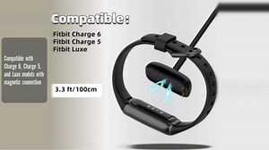 Charger Compatible for Fitbit Charge 6/Charge 5/Luxe, Replacement Magnetic USB-A Charging Smartwatch Cable 3.3ft/1M