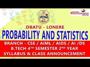 DBATU Probability and Statistics (DBATU) for B.Tech CSE (All Branch) 4th Sem 2nd Year Syllabus