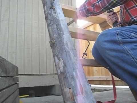 Making log ladder or stairs for cabin
