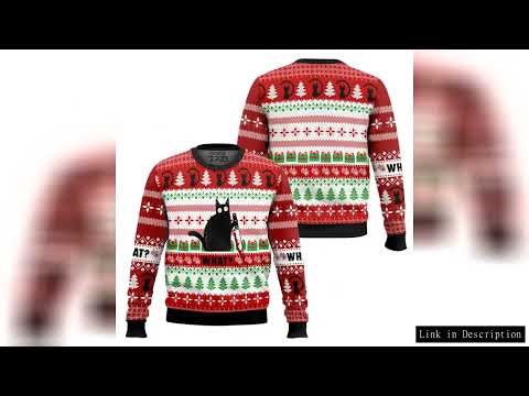 Black Cat Drink Coffee Ugly Christmas Sweaters Multipe Styles Holiday Party Funny Xmas Pullover Fami