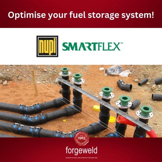 Optimise your fuel storage system with Forgeweld & NUPI SMARTFLEX! NUPI’s high-pressure, High-Density Polyethylene (HDPE) thermoplastic double-wall piping systems offer: 🔴 pressure testing and monitoring capabilities, 🔴 high corrosion resistance, 🔴 and compatibility with hydrocarbons and a wide range of fuels. Boost your fuel infrastructure's performance and stay ahead of the competition! Contact us on 📞 27 12 719 9052 or ✉ email info@forgeweld.com. #ForgeweldEngineering | #NUPIPiping | #SMA