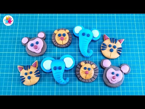 Clay Animals Faces, polymer clay tutorial, easy clay animals faces for beginners, clay art for kids.