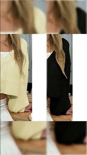 V Neck Button Sweater - Drop Shoulder Knit Style