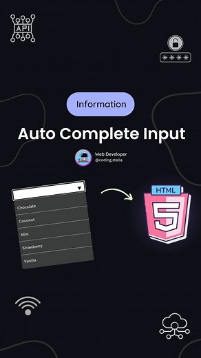 Stella • Coding • HTML • CSS • JAVASCRIPT on Instagram: "HTML tag specifies a list of pre-defined options for an element. 🙋🏻 The HTML element contains a set of elements that represent the permissible or recommended options available to choose from within other controls. To bind the element to the control, we give it a unique identifier in the id attribute, and then add the list attribute to the element with the same identifier as value. Only certain types of support this behavior, and it can a