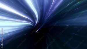 Abstract blue purple hyperspace worm hole tunnel through space time vortex loop background. 4K 3D render Sci-Fi interstellar travel through wormhole in cyberspace. Science technology intro VJ loop Stock Video