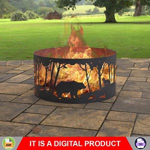 Fire Pit Ring Nature Scene, Digital Product, Files DXF SVG for Cnc, Plasma, Laser. Firepit Metal Art, Forest, Metal Decoration, Bear - Etsy UK