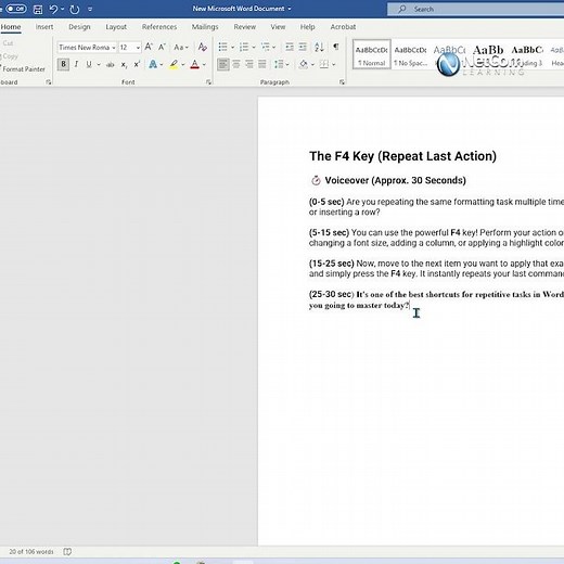 What is the SECRET F4 Key in Microsoft Word that SAVES You Time?