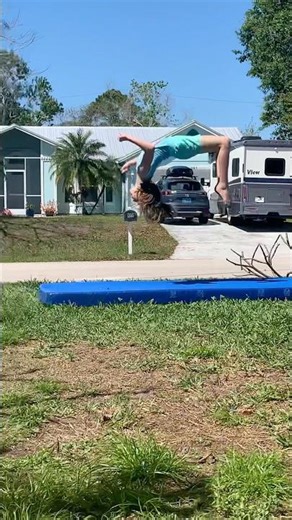 Round off back layout #Gymnastics #Flipping #Tumbling #Short #ForYou #Acro #BackLayout #Dance ￼ ￼