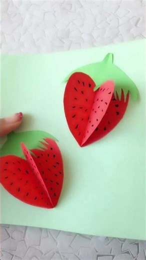DIY Paper Strawberry 🍓 | Easy 3D Origami Fruit Craft for Kids & Beginners #origami#origamiforkids