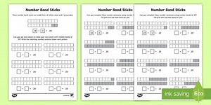 Number Bond Sticks to 20 Worksheets