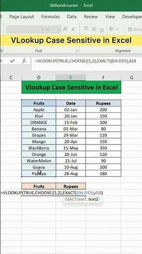 VLookup Case Sensitive in Excel | Advanced Excel Formula #excel #exceltutorial #exceltips #zoho