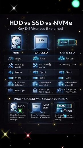 HDD vs SSD vs NVMe #SSDvsHDD #NVMe #SSD #HDD #PCBuild #TechShorts #youtubeshorts