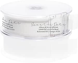 Clear Save The Date Rolled Address Labels / 250 Personalized Return Address Labels/Designer Address Stickers in Elegant Plastic Dispenser