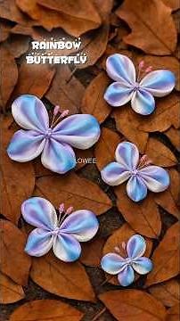 Magical Rainbow Butterfly 🦋 Made from Satin Ribbon | DIY Craft Idea #Shorts