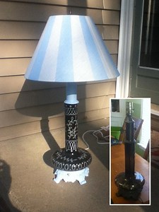 Lamp Project.  Adding New Life With Internal Night Light and Painted Shade