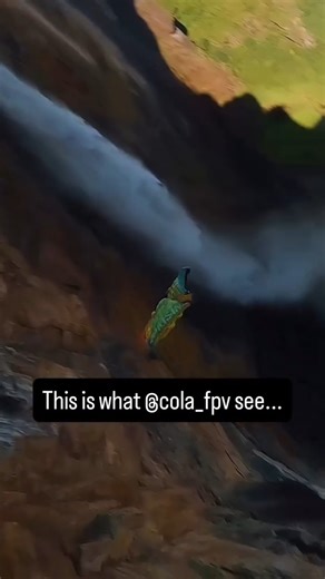 Wingsuit flight through a waterfall. Would you take this line? 💧 Unreal capture by @cola_fpv featuring Alex Aimard. 🎥 @cola_fpv Satori Factory Powered by @furiaenergyvzla #basejump #wingsuit #venezuela 🇻🇪 | Skydive Mag