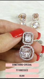 The class in quality and sophistication of next to real solitaire earrings! Rose gold and rodium plating available! #Somethingspecial http://wa.me/917719923322/double solitaire earrings Click on the above link for price/order or call 7719923322 | Something Special Pune