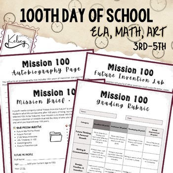 100 Years Later: Future Me Project Pack | 100th Day of School, 4th & 5th Grade