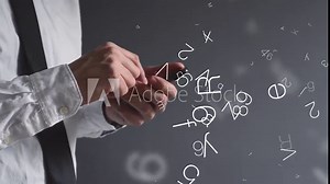 Random password generator. Businessman taping on his smartphone