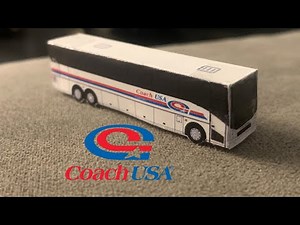 Coach USA CX45 paper bus building process (1:200 scale)