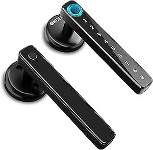 Fingerprint Door Lock Keyless Entry Door Knob Fingerprints/Passcodes/Keys, Electronic Biometric Door Knob Deadbolt Keypad for Bedroom Home Office Apartment Black