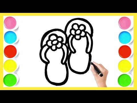 How To Draw Cute SLIPPERS Drawing, Painting & Coloring For Kids and Toddlers_🌈🖌️🐬
